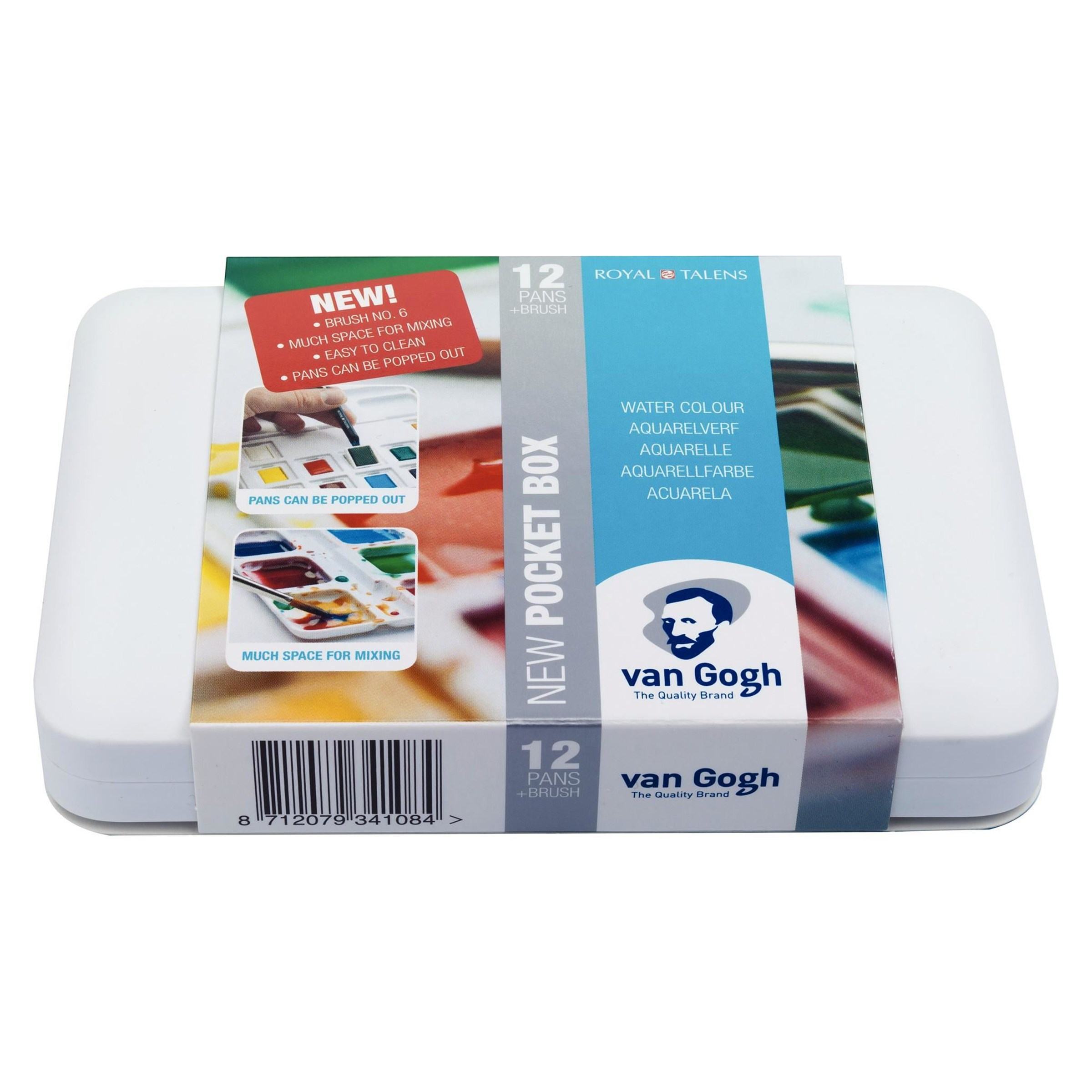 Van Gogh Aquarelverf Pocket Box Basic Colours Met 12 kleuren In Halve ...